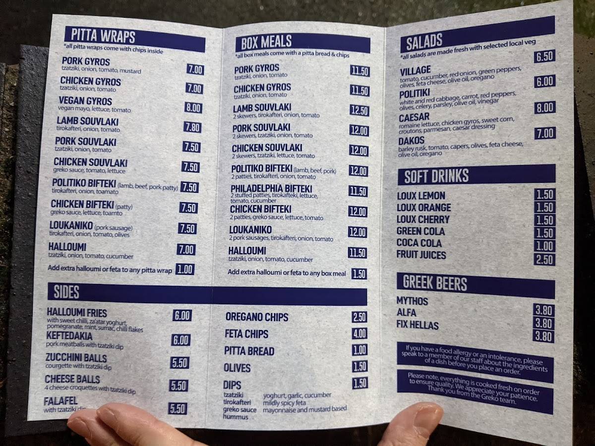 Menu at Greko Willerby restaurant, Hull, 224 Willerby Rd