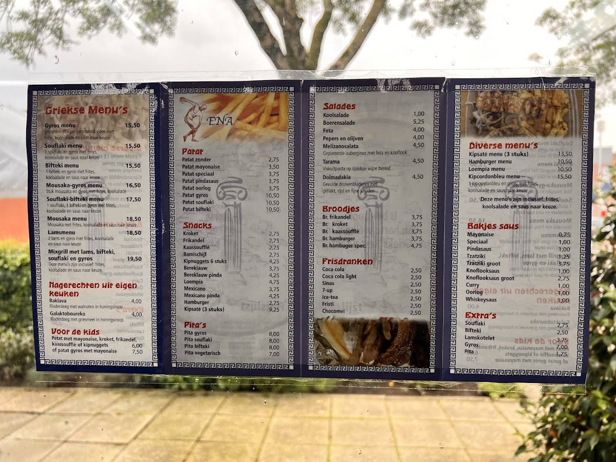 Menu at Grieks Restaurant Ena, Vianen