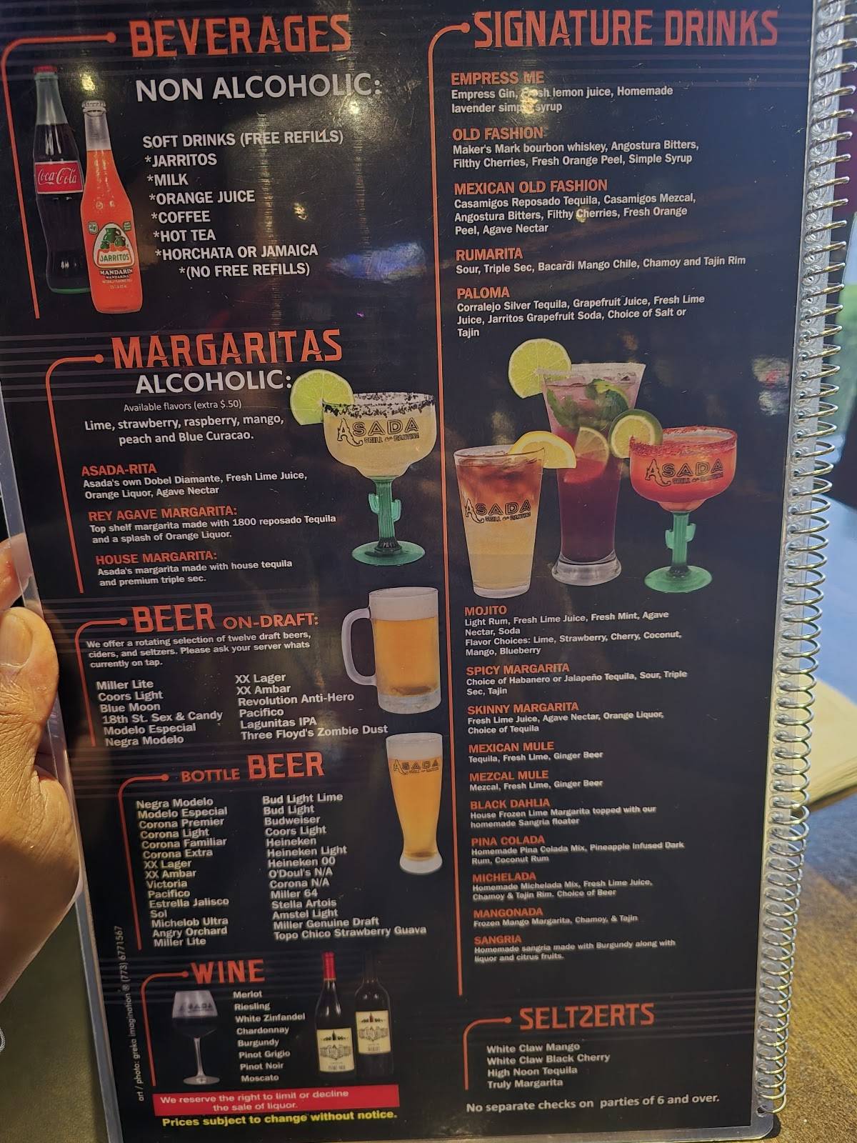 Menu at Asada Grill & Cantina restaurant, Highland, W 45th St