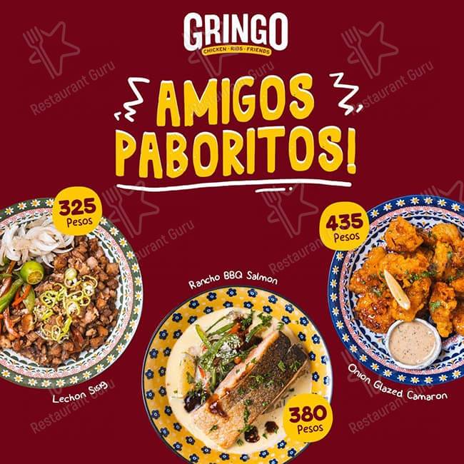 Menu at Gringo restaurant, Quezon City, UP Town Center