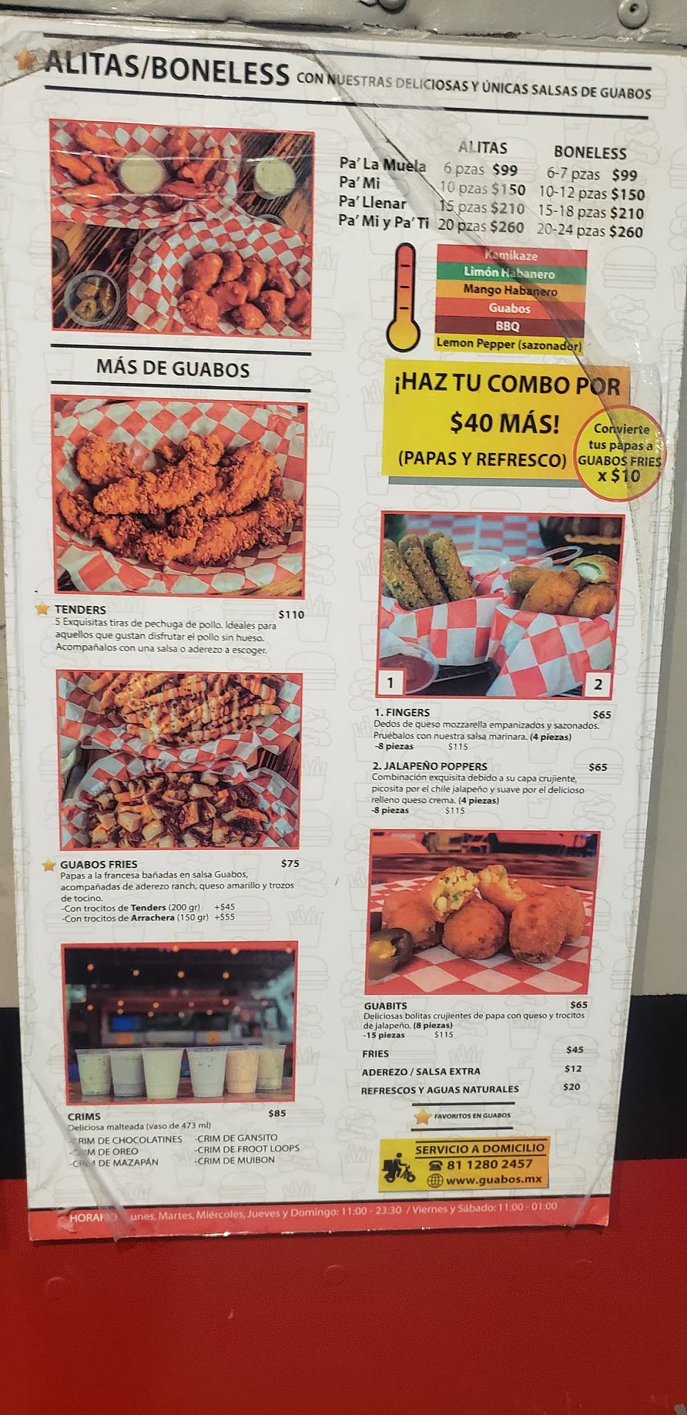 Carta del restaurante Guabos Foodtruck, Apodaca, Estardo Guajardo 408