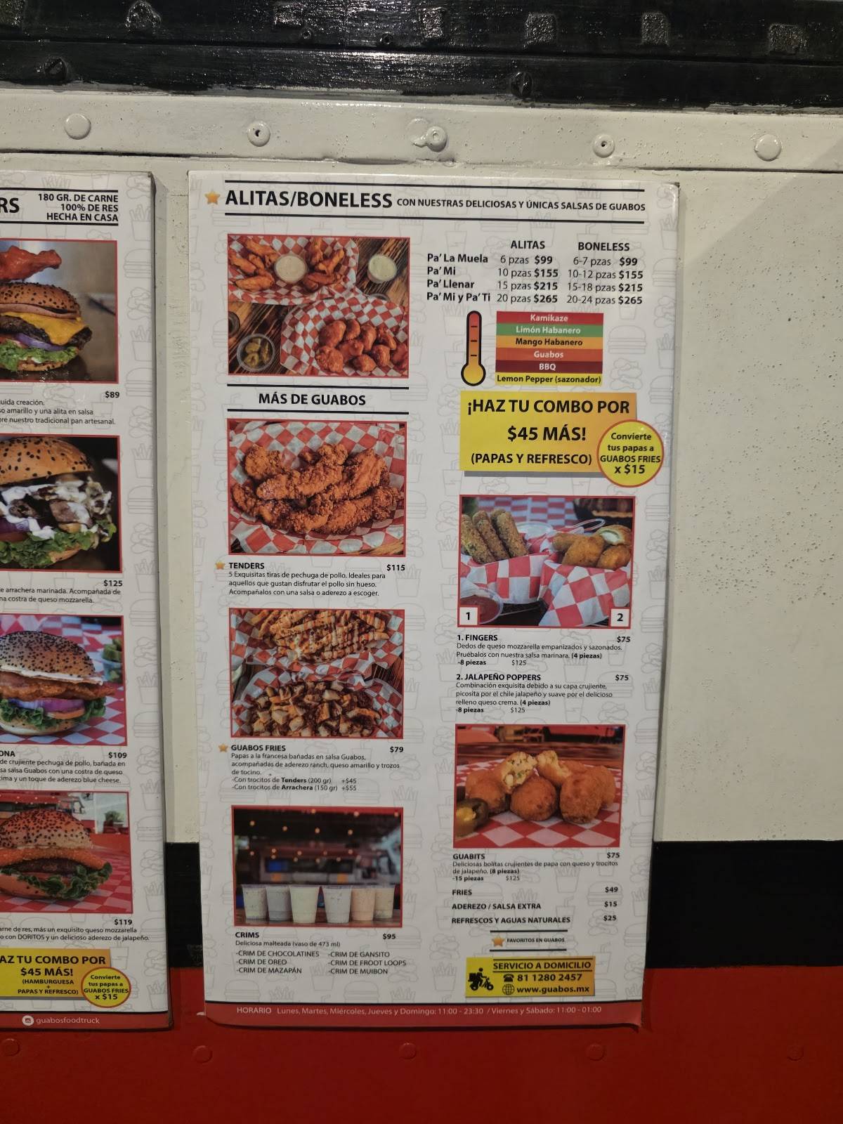 Carta del restaurante Guabos Foodtruck, Apodaca, Estardo Guajardo 408