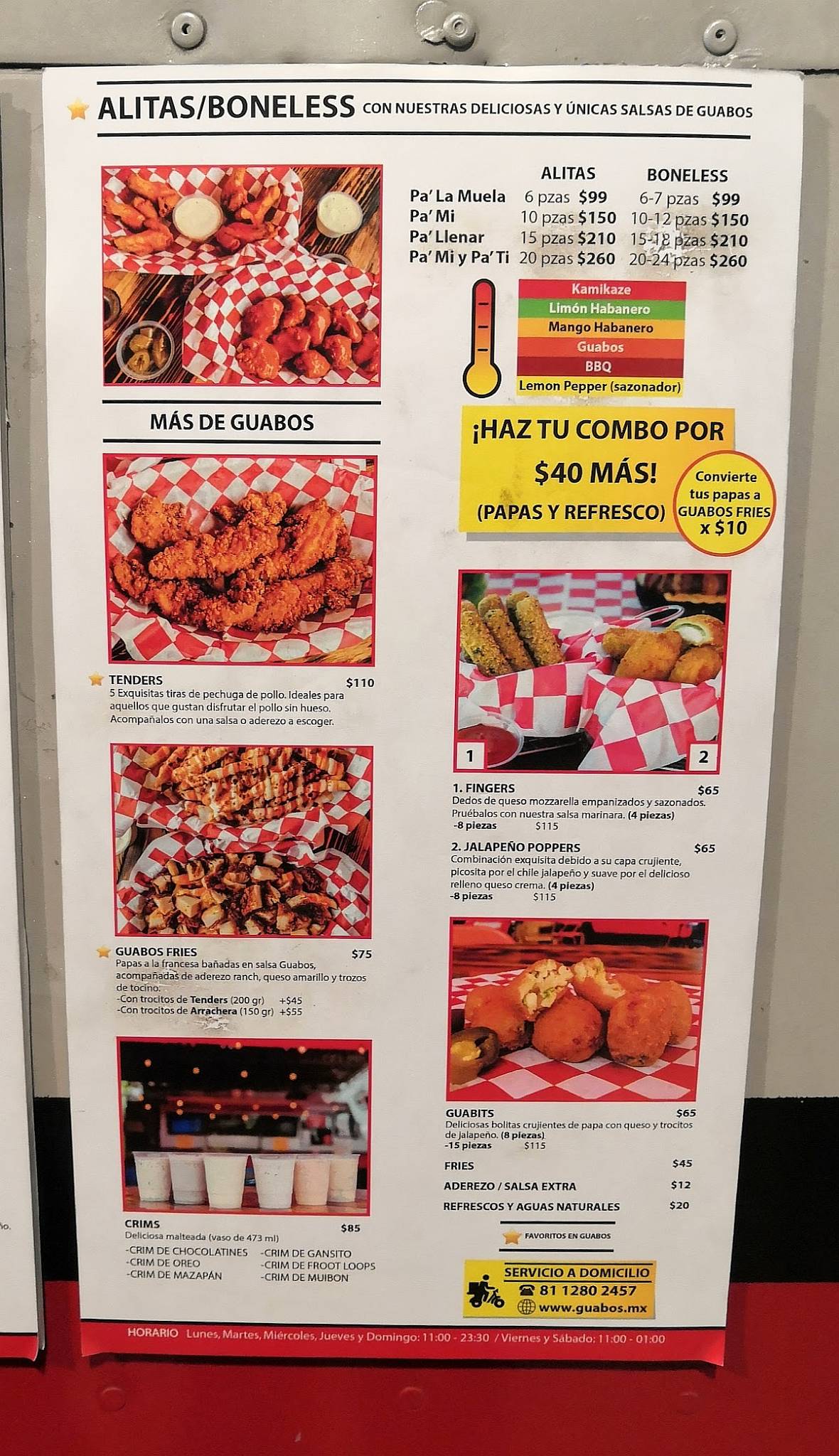 Carta del restaurante Guabos Foodtruck, Apodaca, Estardo Guajardo 408