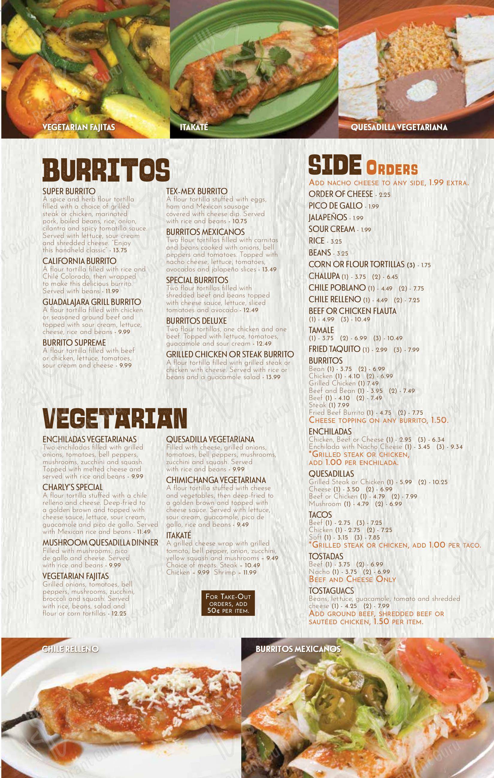 Menu at Guadalajara Grill restaurant, Hernando