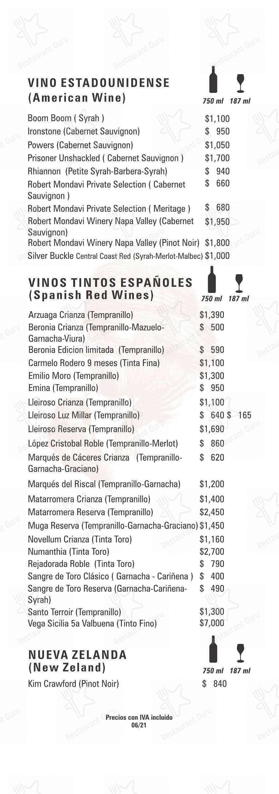 Carta del restaurante La Estancia Gaucha, Guadalajara, Av. del las ...