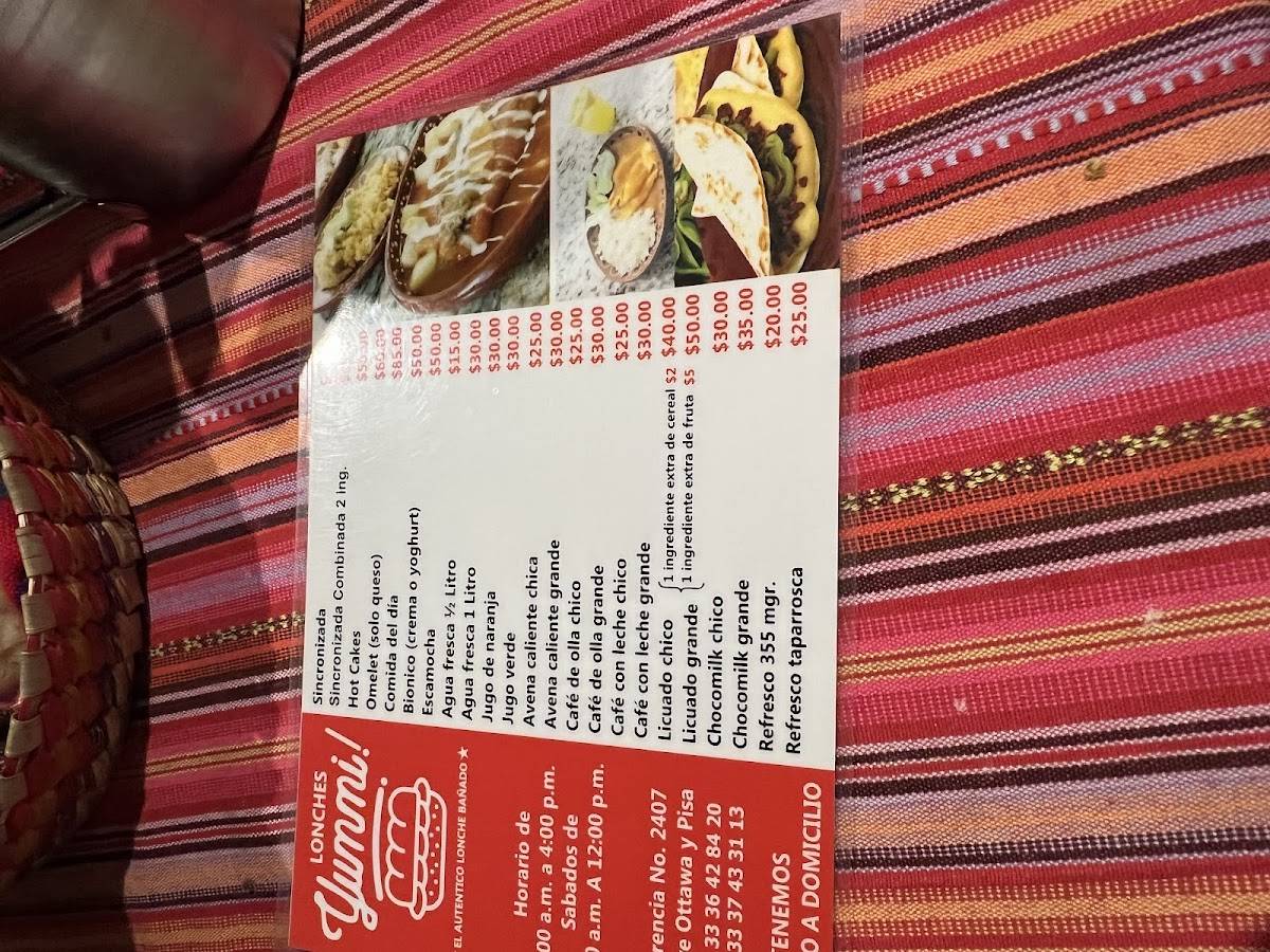 Carta del restaurante Yummi, Guadalajara