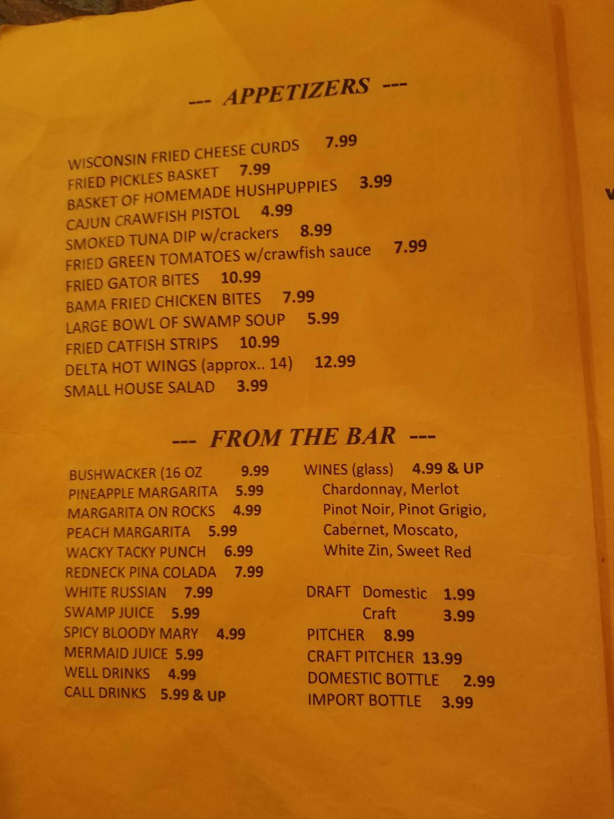 Menu at Fish River Grill restaurant, Gulf Shores