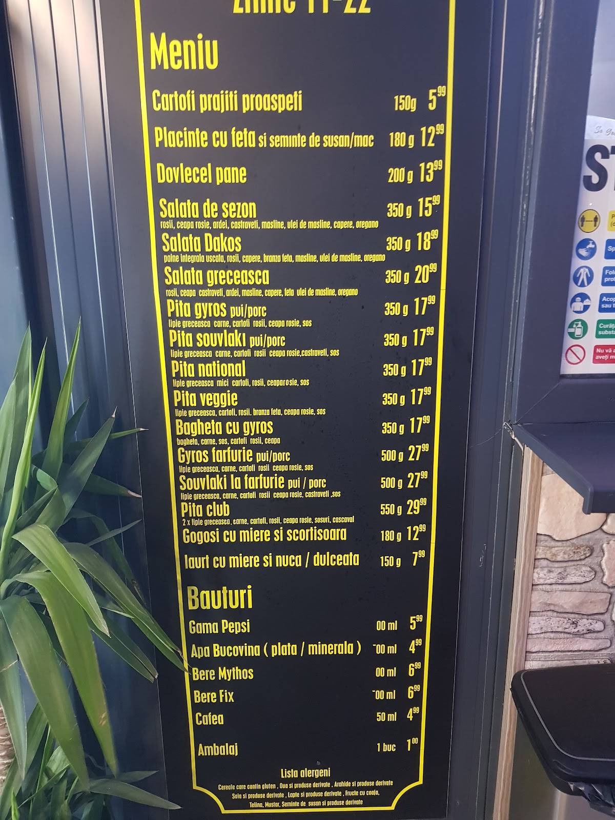 Menu at Gyros Box, Dumbrăvița
