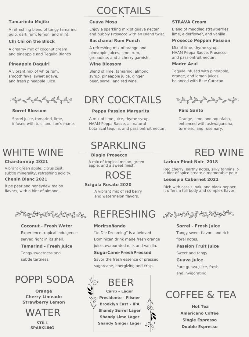 Menu at HAAM Caribbean Plant Cuisine restaurant, New York City