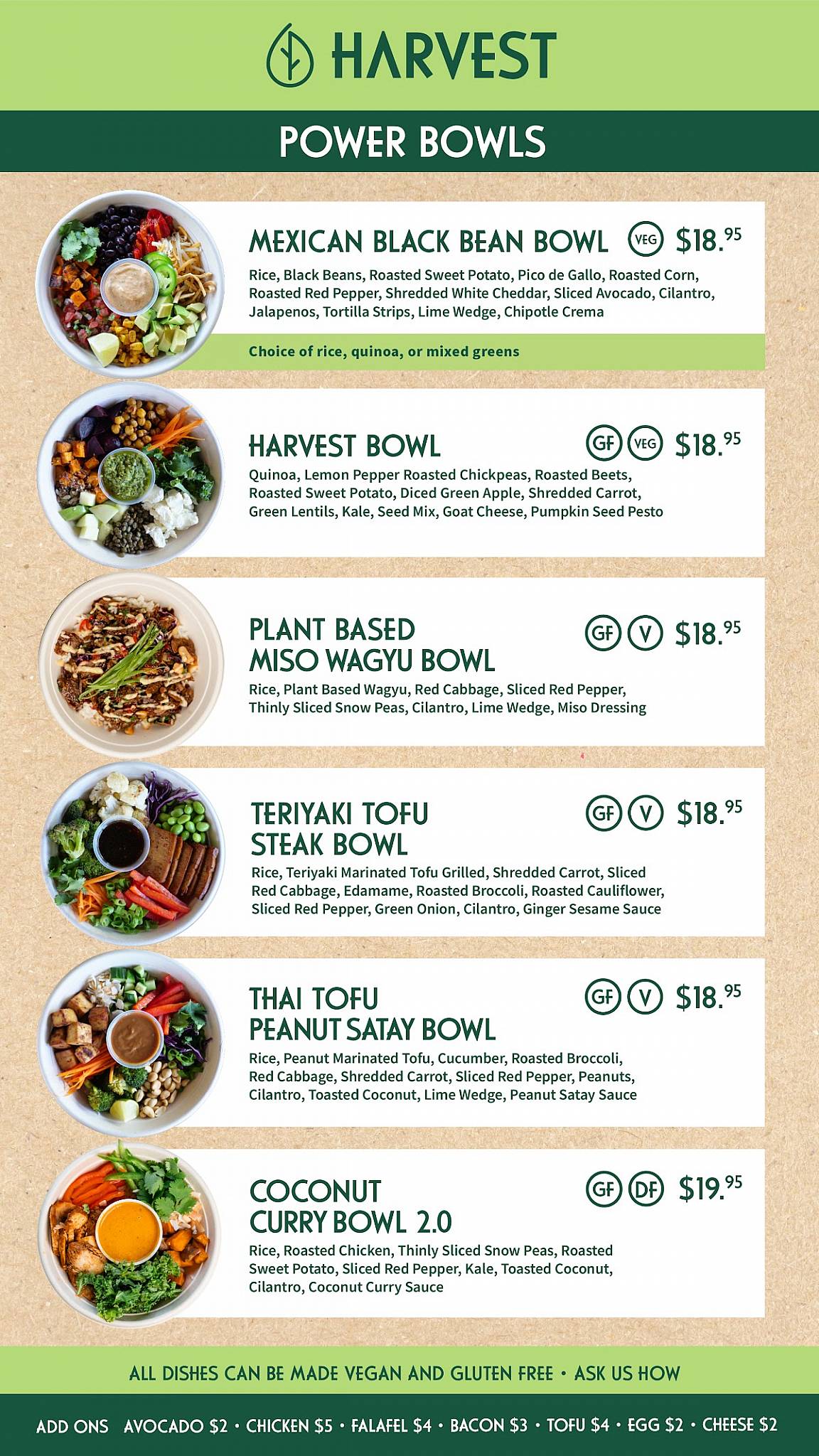 Menu at HARVEST Clean Eats (Downtown Dartmouth) restaurant, Dartmouth