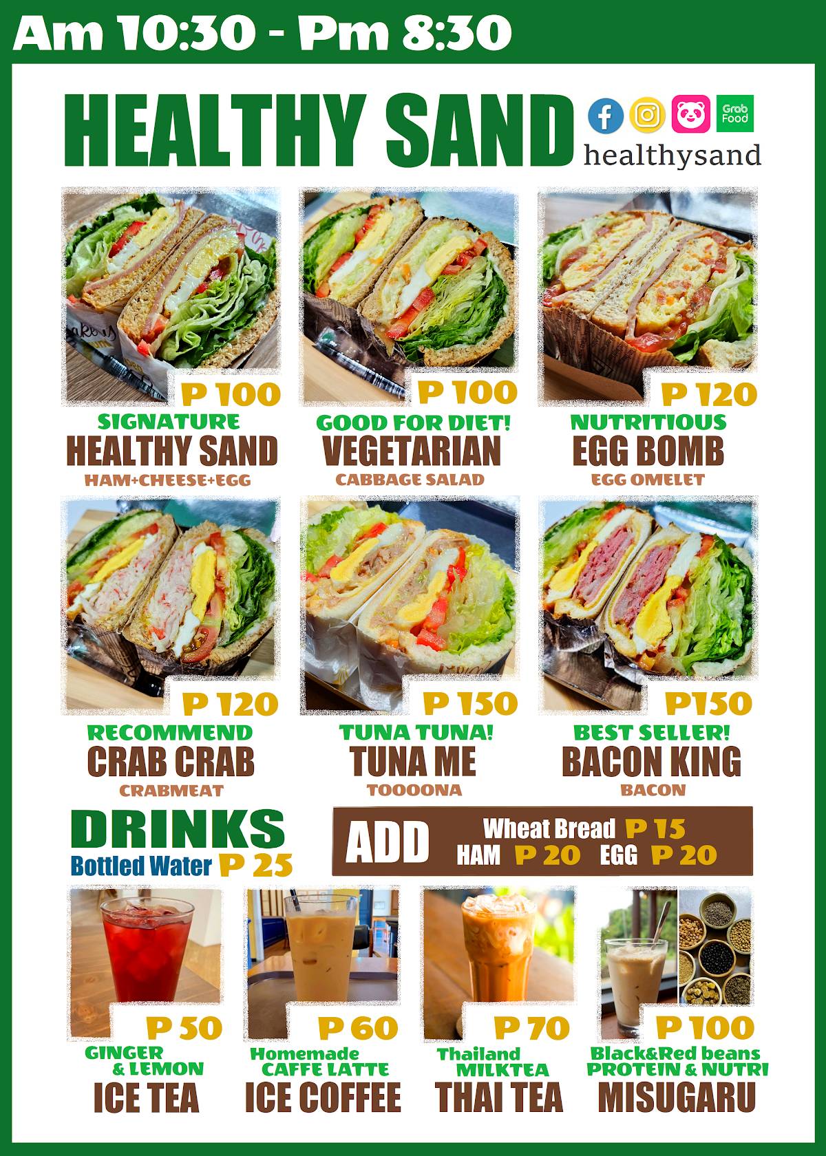Menu at HEALTHY SAND Makati Central Square, Philippines