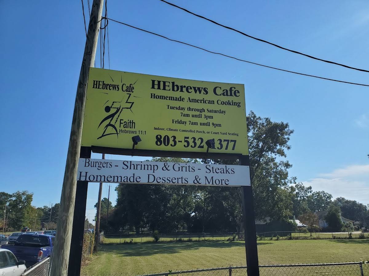 Menu at HEbrews Café cafe, Batesburg-Leesville