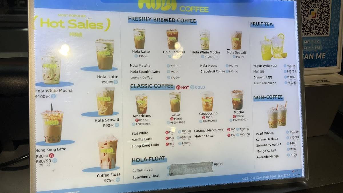 Carta de HOLA COFFEE, Dávao