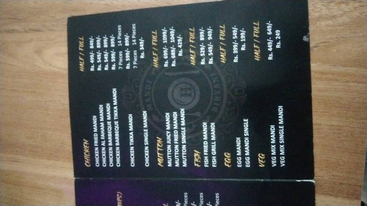 Menu at Habibi Mandi Restaurant Nallagandla, Hyderabad