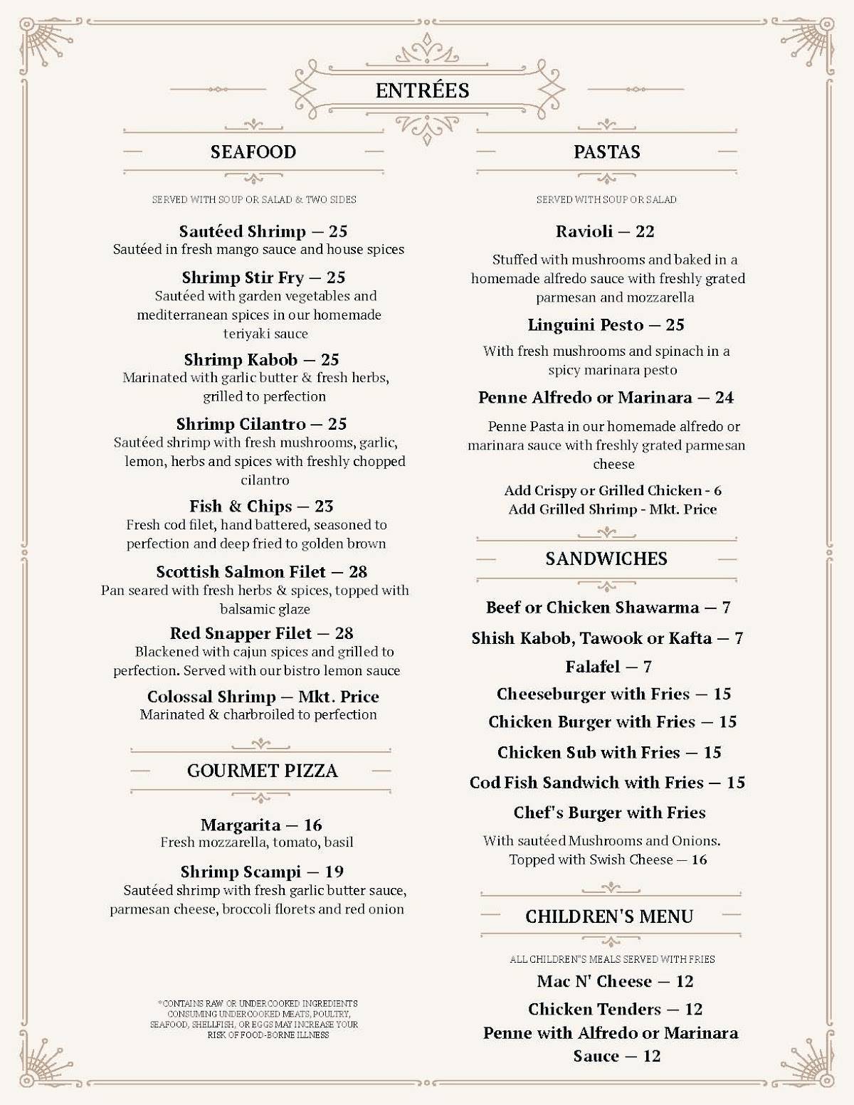 Menu at Habib's Cuisine restaurant, Dearborn, Michigan Ave