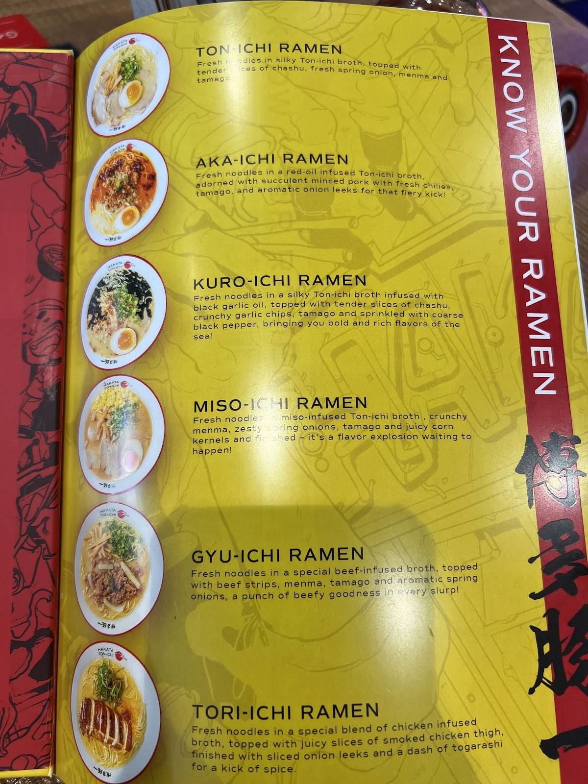 Menu at Hakata Ton-ichi restaurant, Makati, H22G+92M