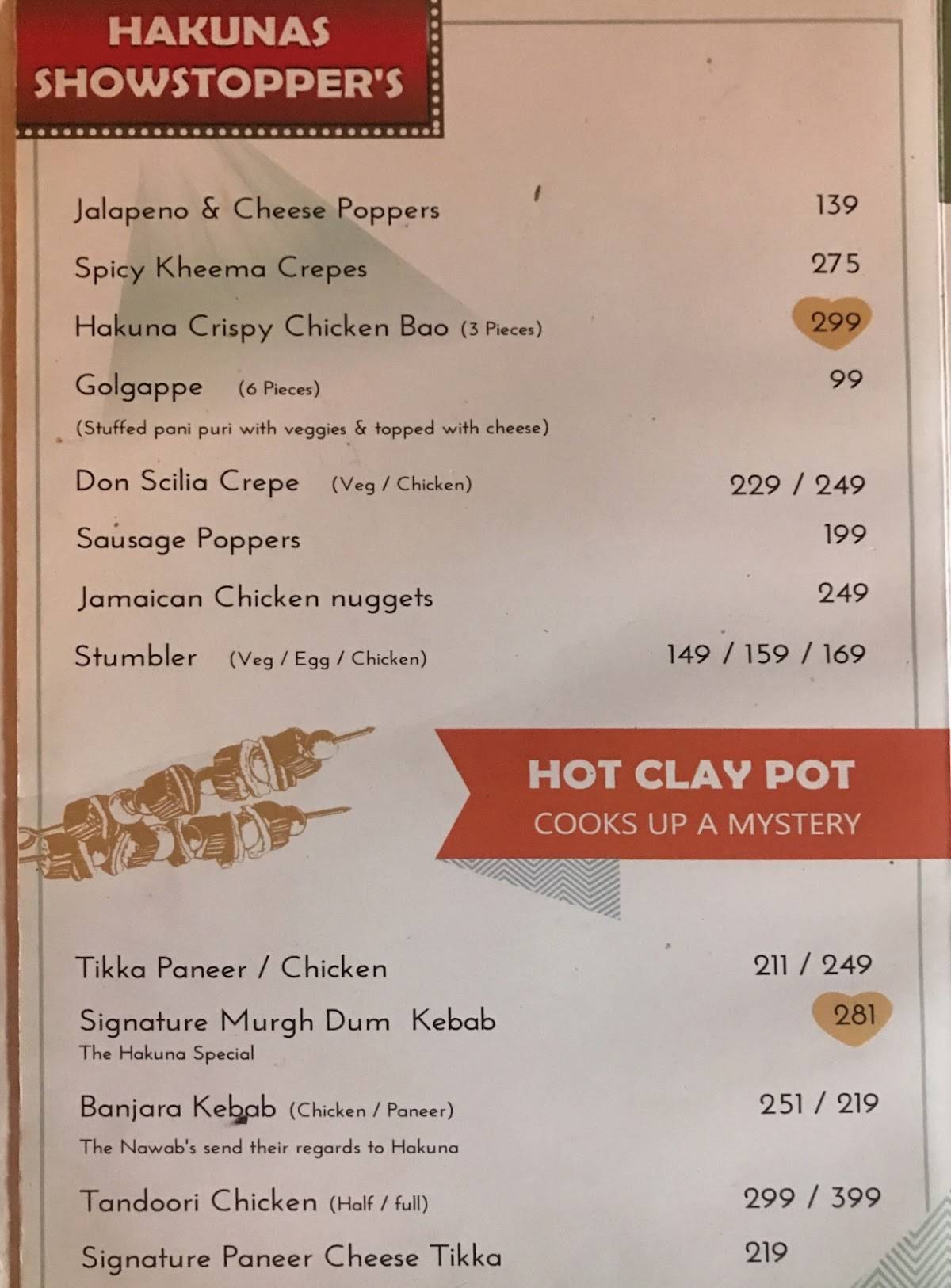 Menu at Hakuna Matata J.M Road, Pune, The Deccan Royale Hotel