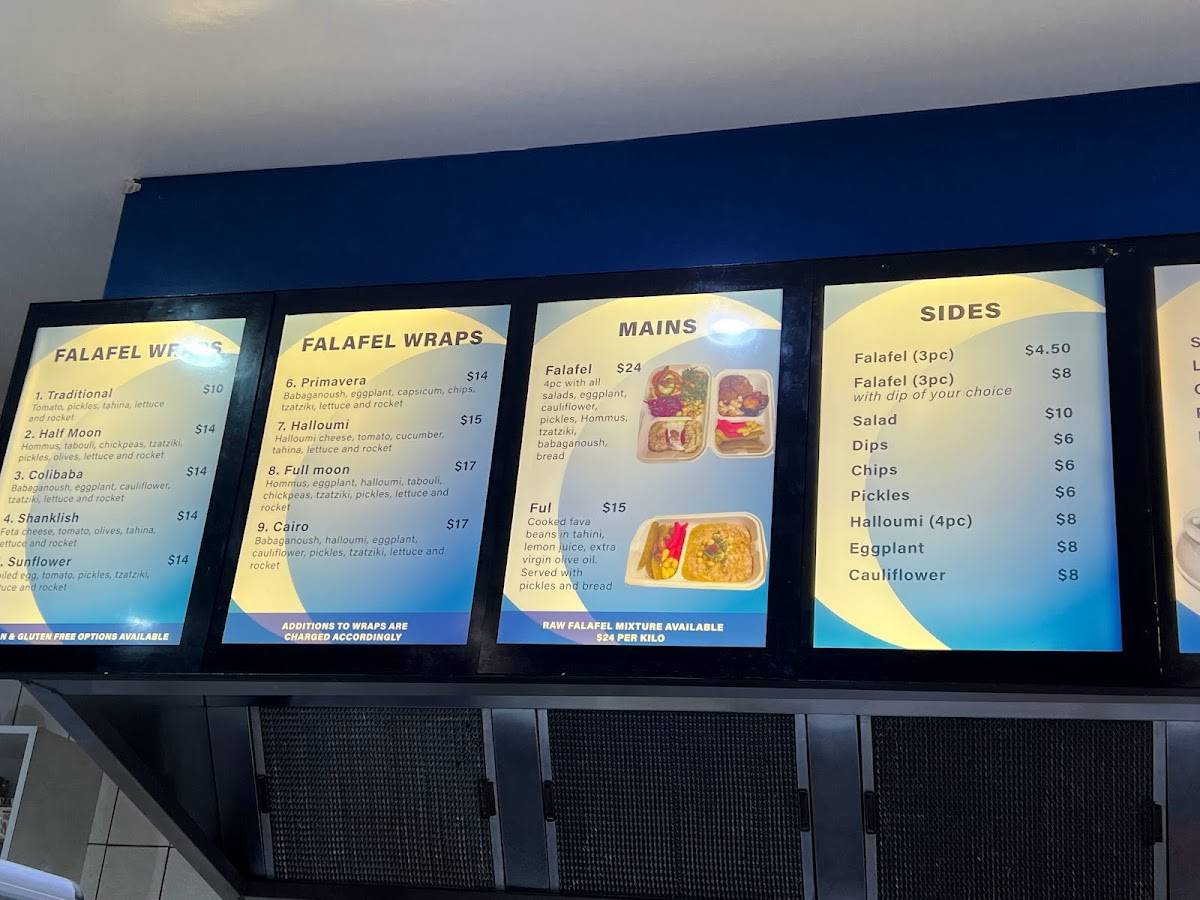 Menu at Half Moon Cafe, Coburg