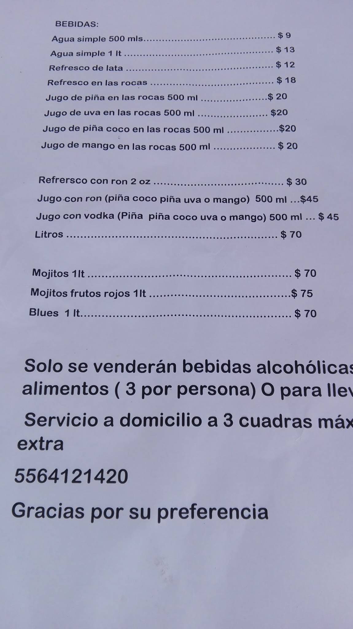Carta del restaurante Hamburguesas Al Carbon Zanzon Y Rutila, Mexico