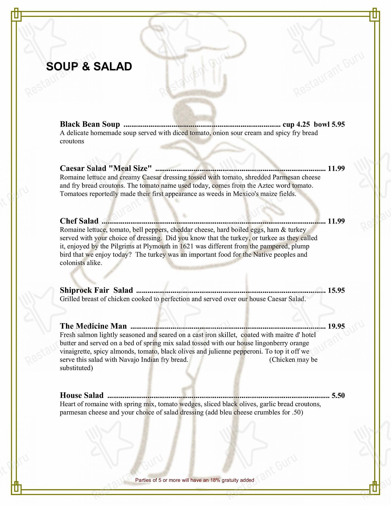 Menu at Hampton Inn, Kayenta