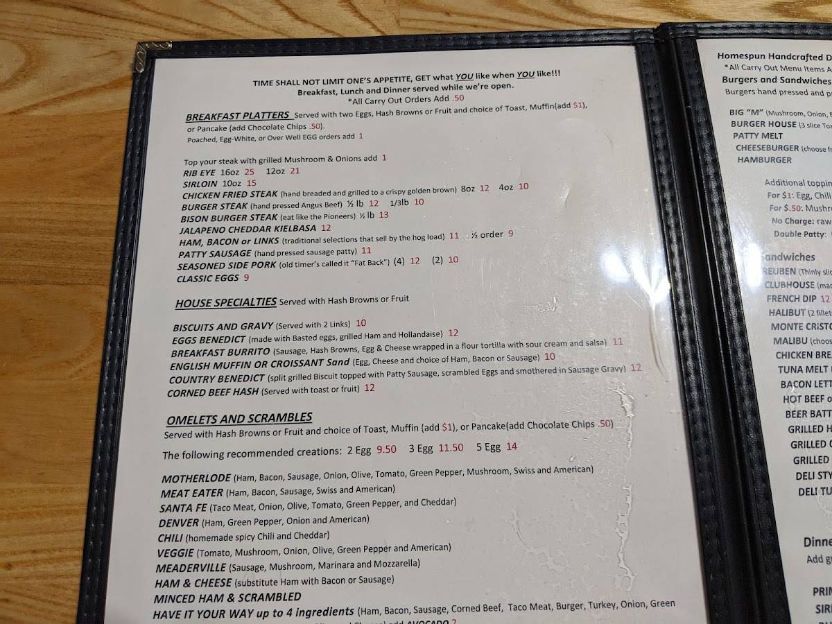 Menu at Hanging Five Restaurant, Butte