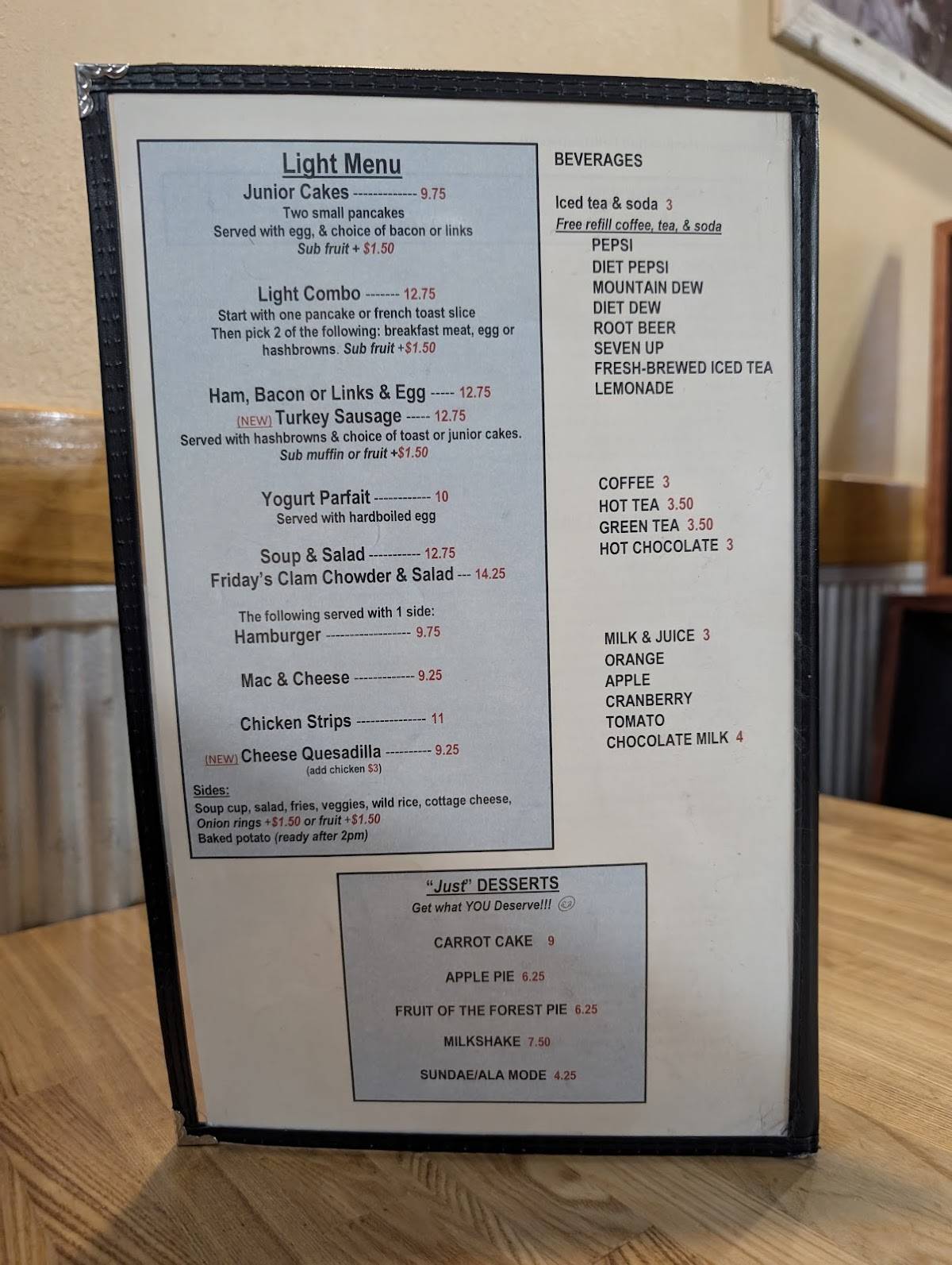 Menu at Hanging Five Restaurant, Butte