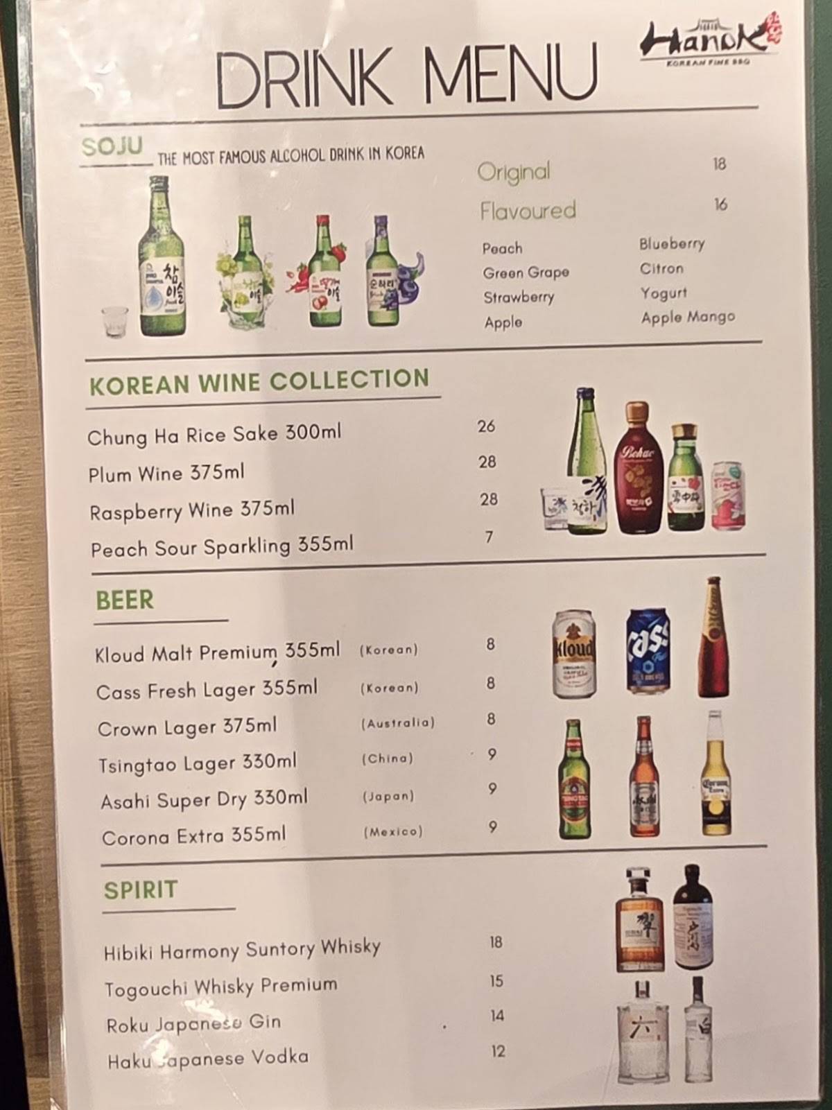 Menu at Hanok Korean BBQ Chermside, Chermside