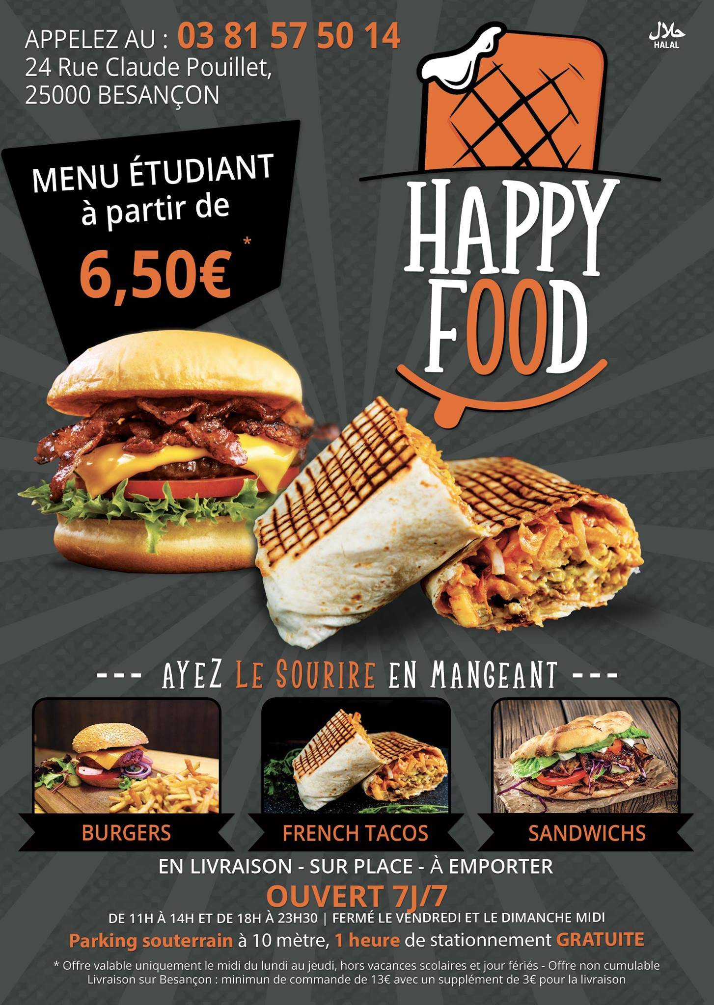 Menu at Happy Food restaurant, Besançon