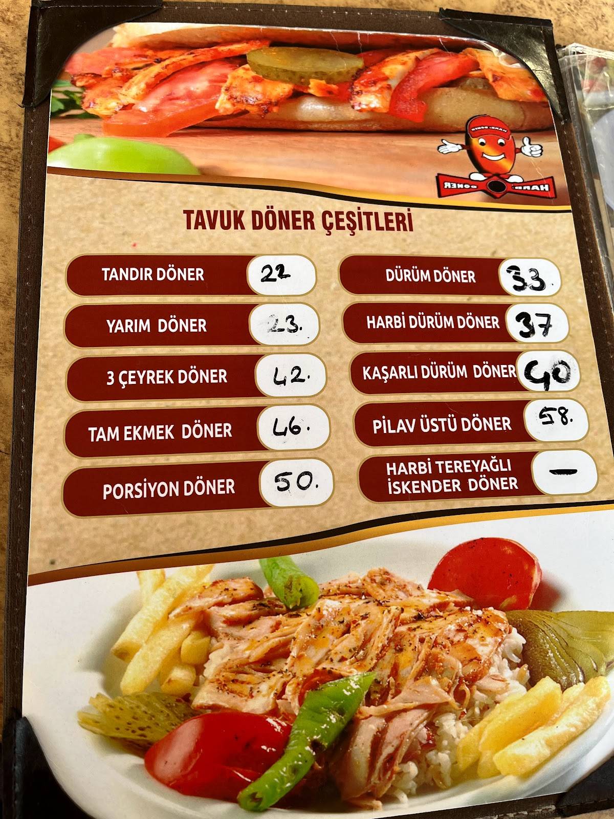 Menu at Harbi Döner esenyurt bulut duragı, Istanbul