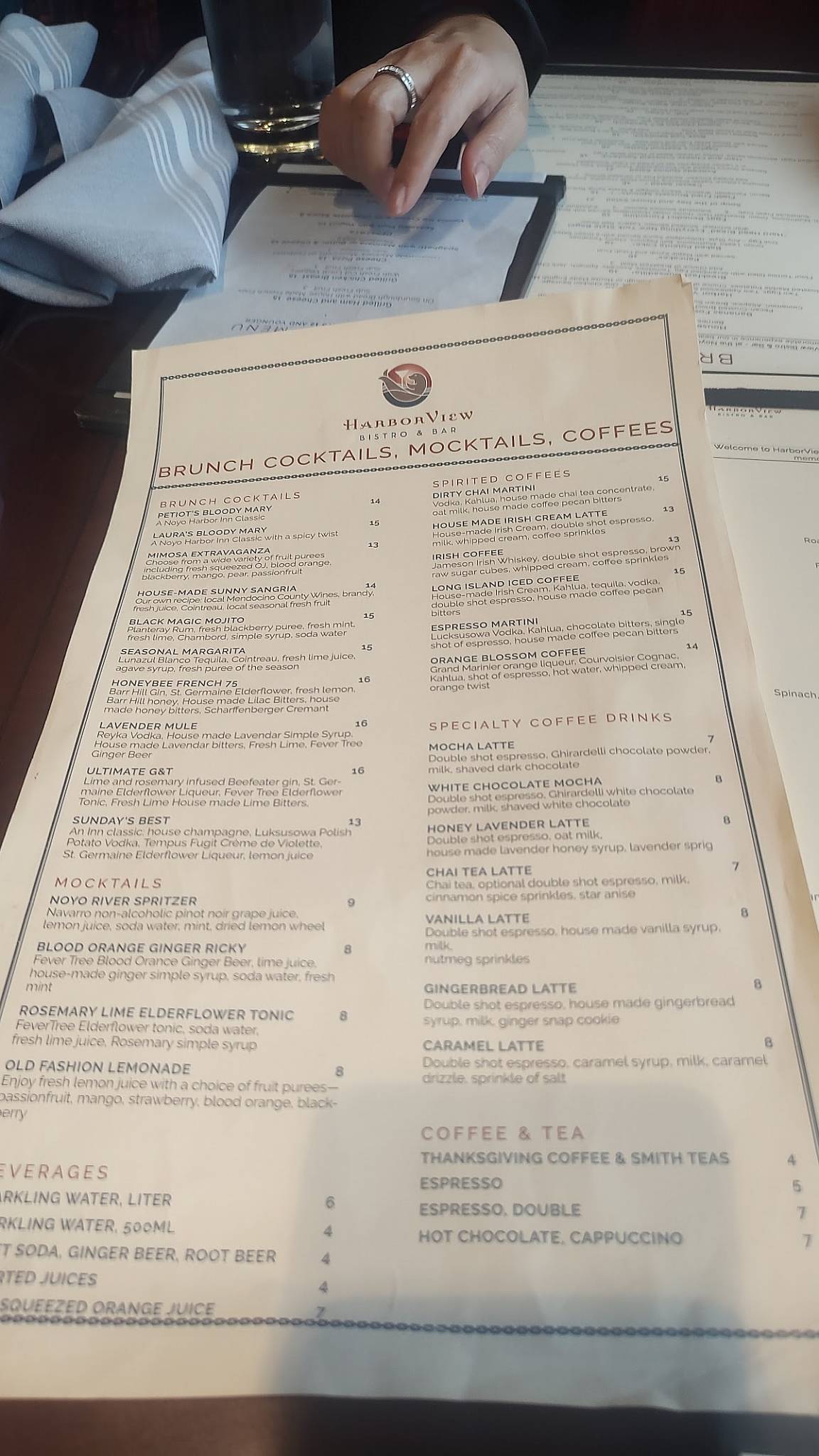 Menu at HarborView Bistro and Bar, Fort Bragg
