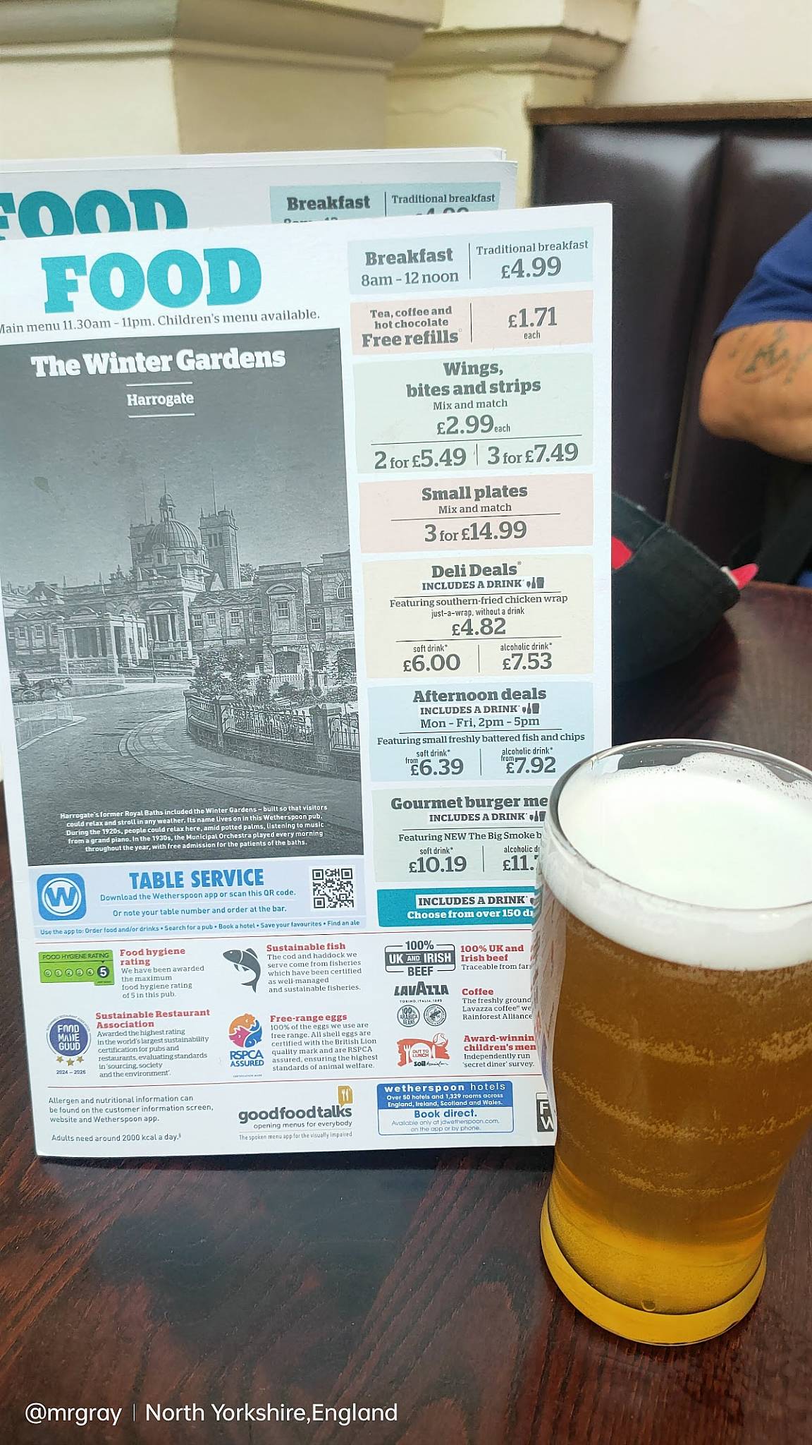 Menu at The Winter Gardens - JD Wetherspoon pub & bar, Harrogate