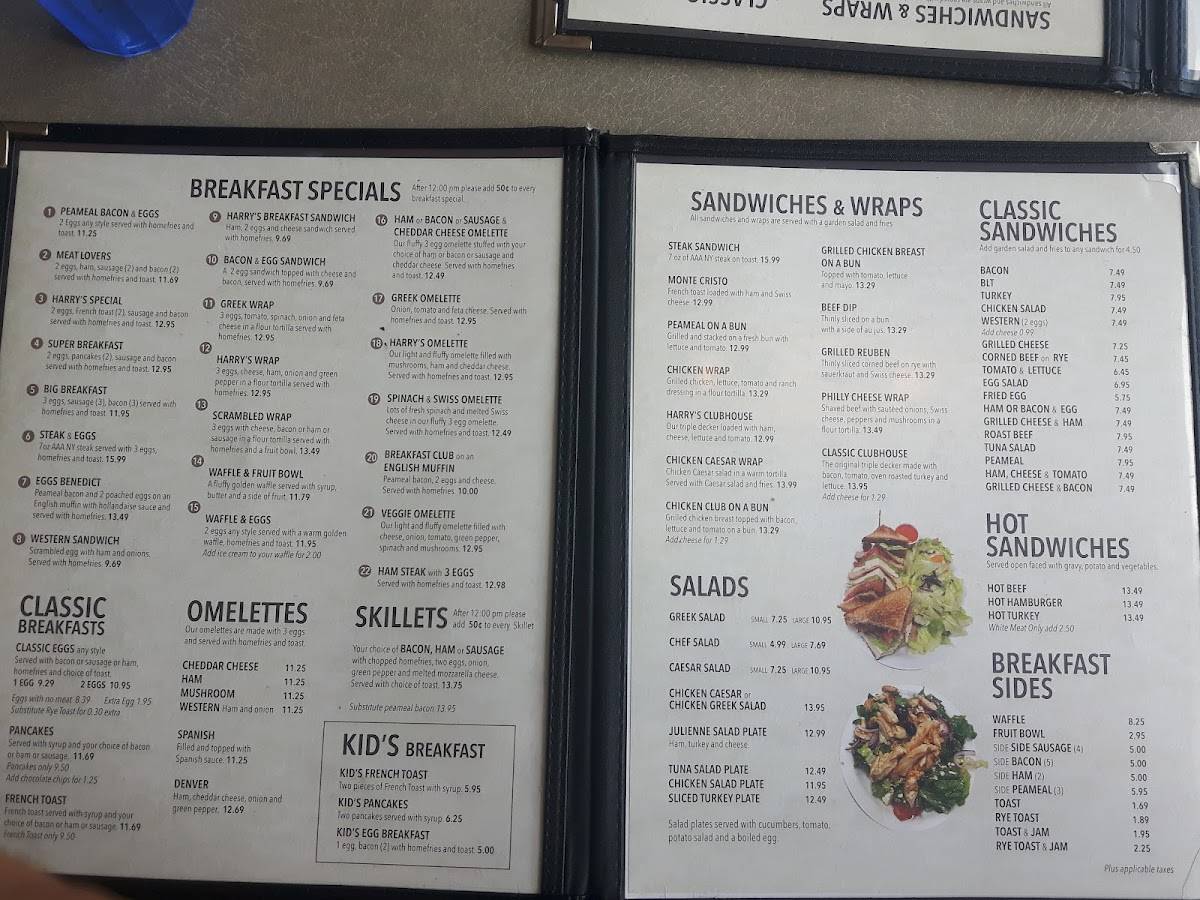 Menu at Harry's Restaurant, London