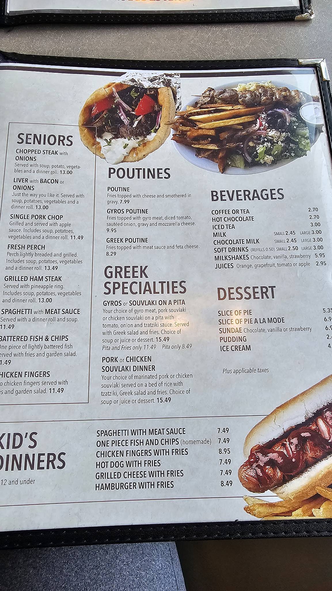 Menu at Harry's Restaurant, London