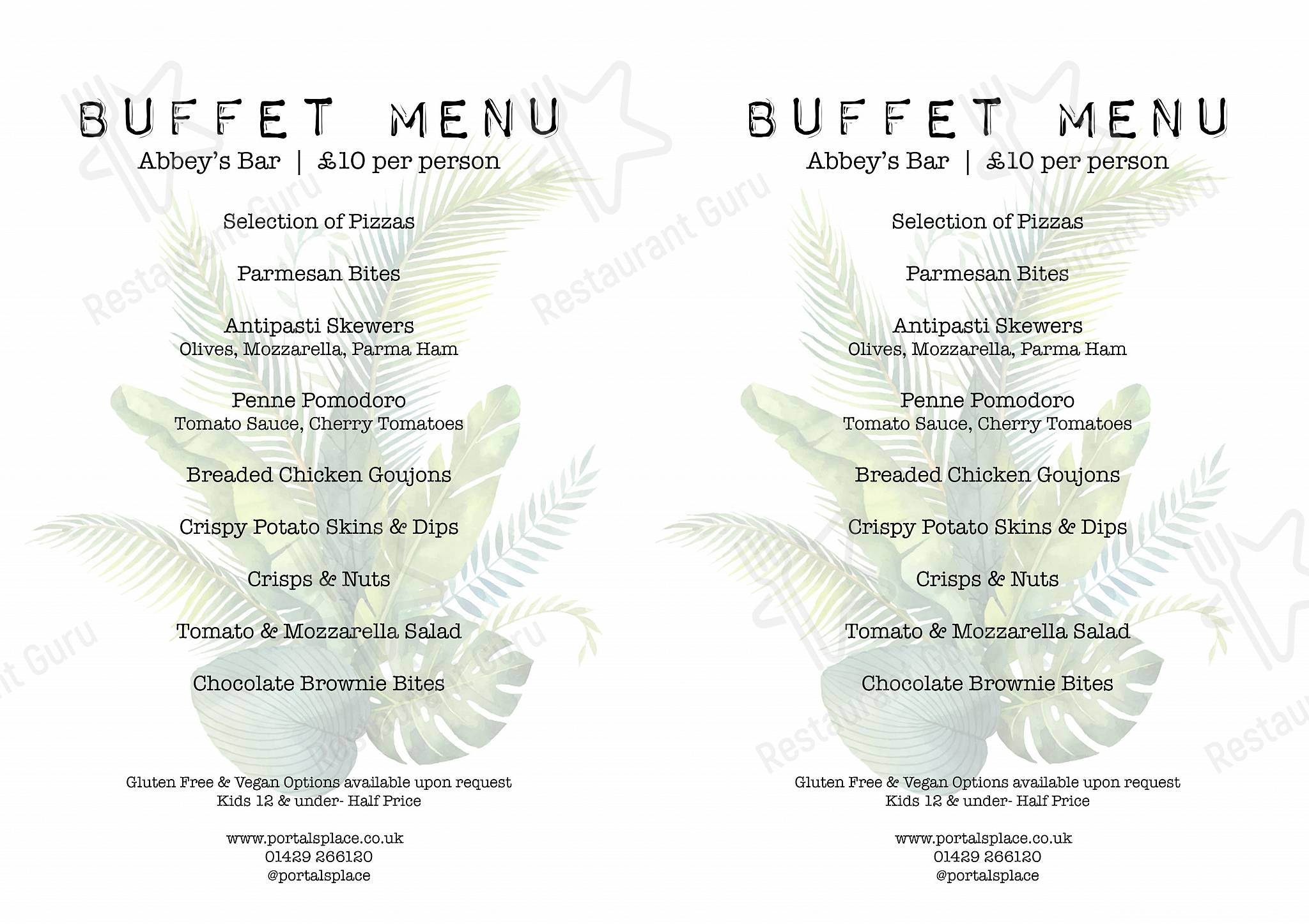 Menu at Portals Hartlepool restaurant, Hartlepool, Neptune House