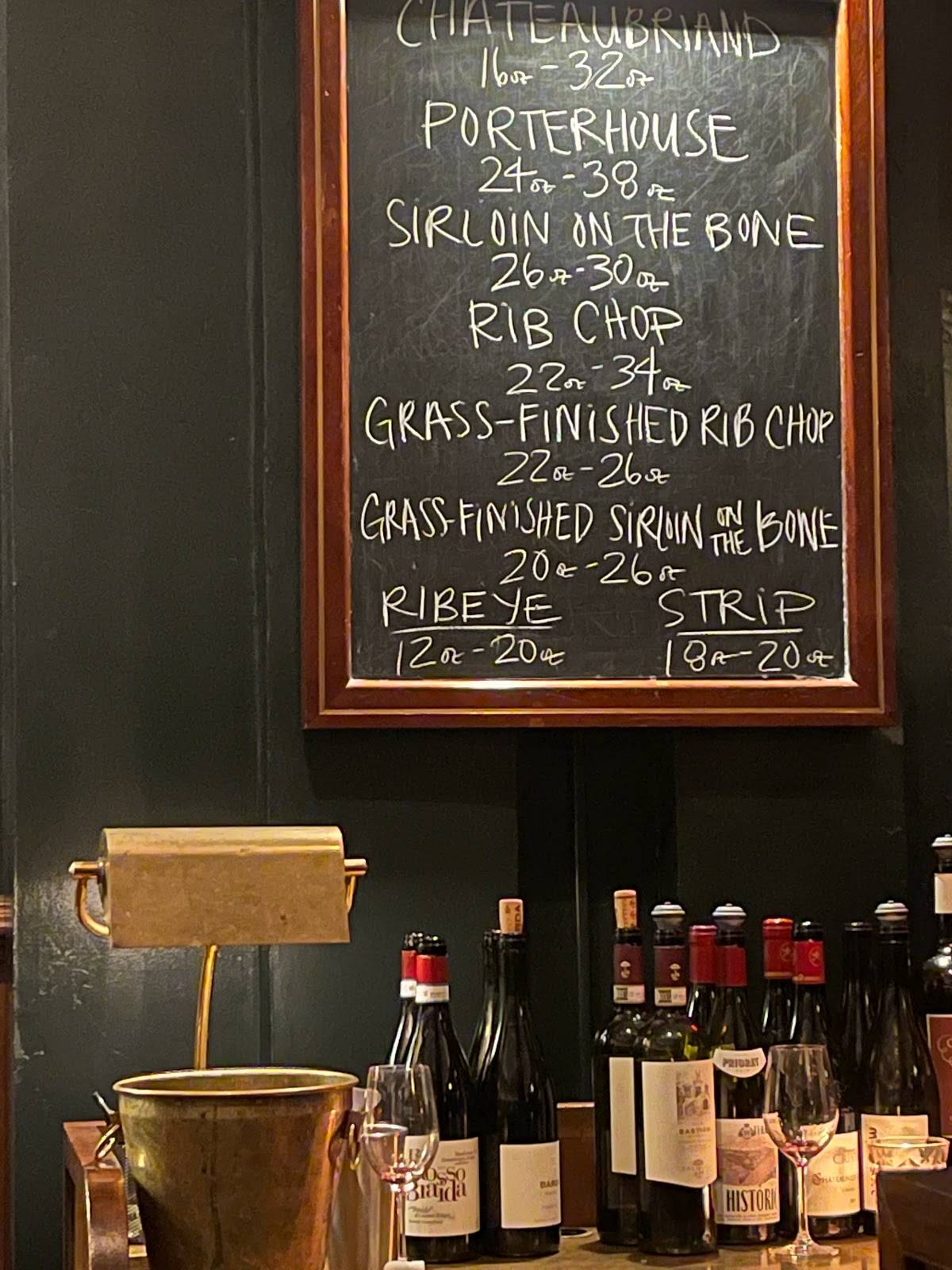 Меню стейк хауса Hawksmoor NYC, Нью-Йорк