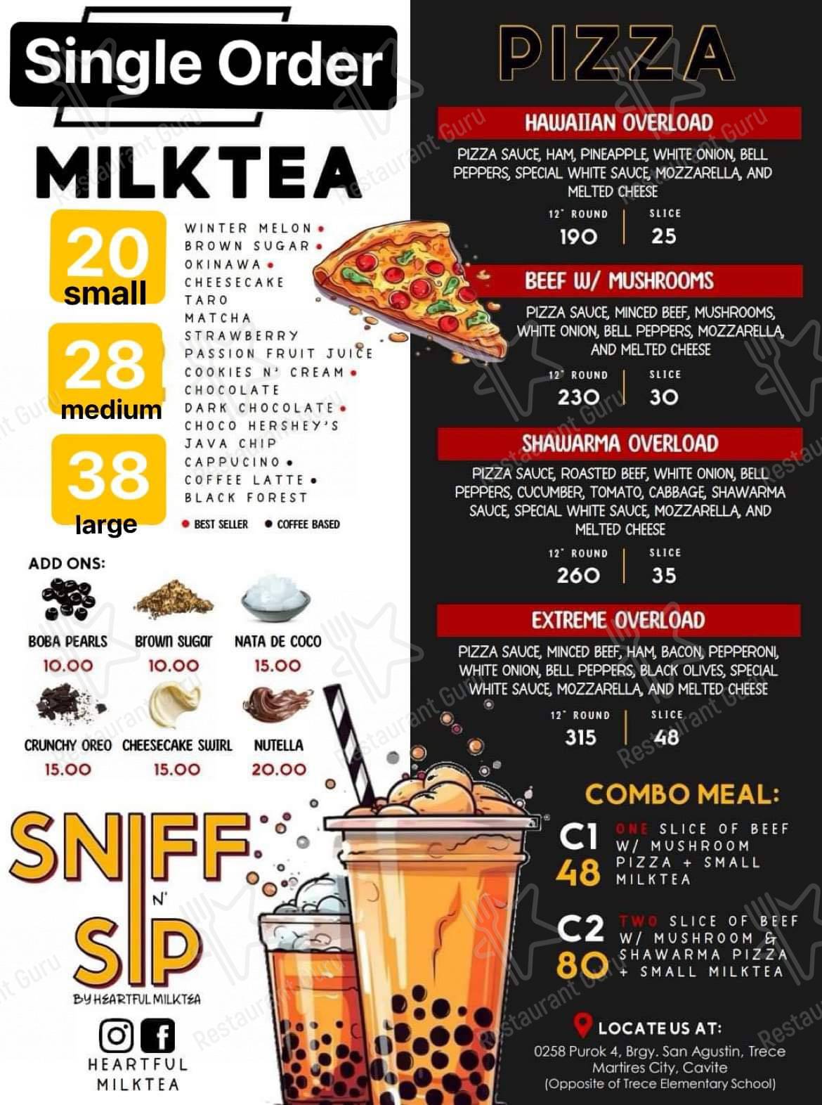 Menu at Heartful Milktea - Trece Martires Cavite cafe, Trece Martires