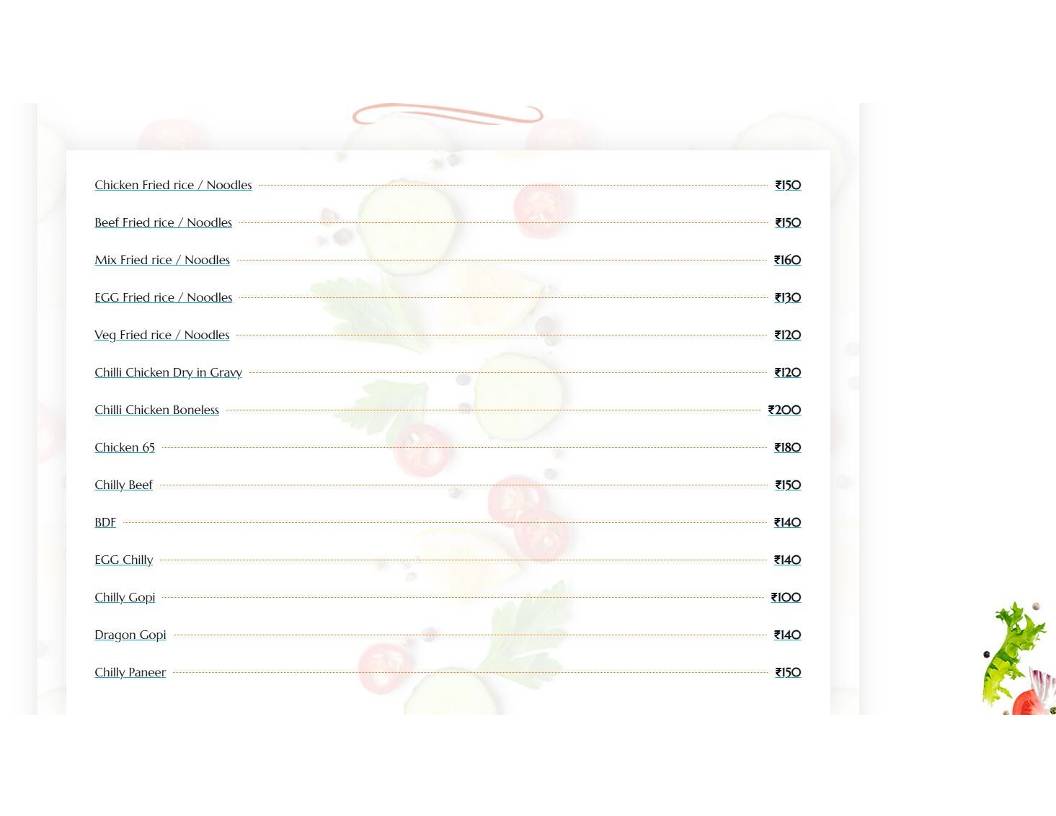 Menu at Heavenly Hills Restaurant, Mavelikara
