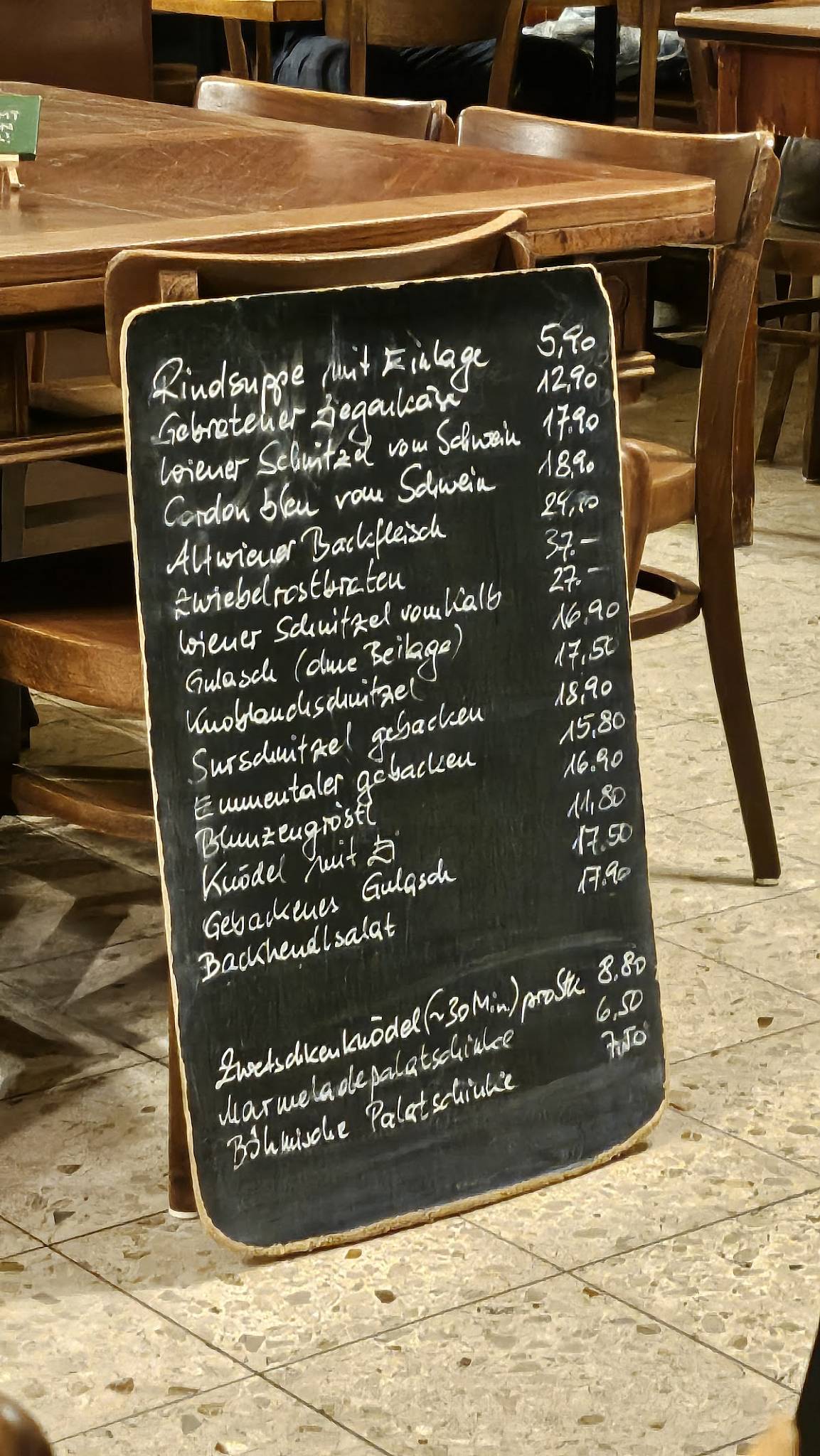 Speisekarte von Heidingers Gasthaus restaurant, Wien