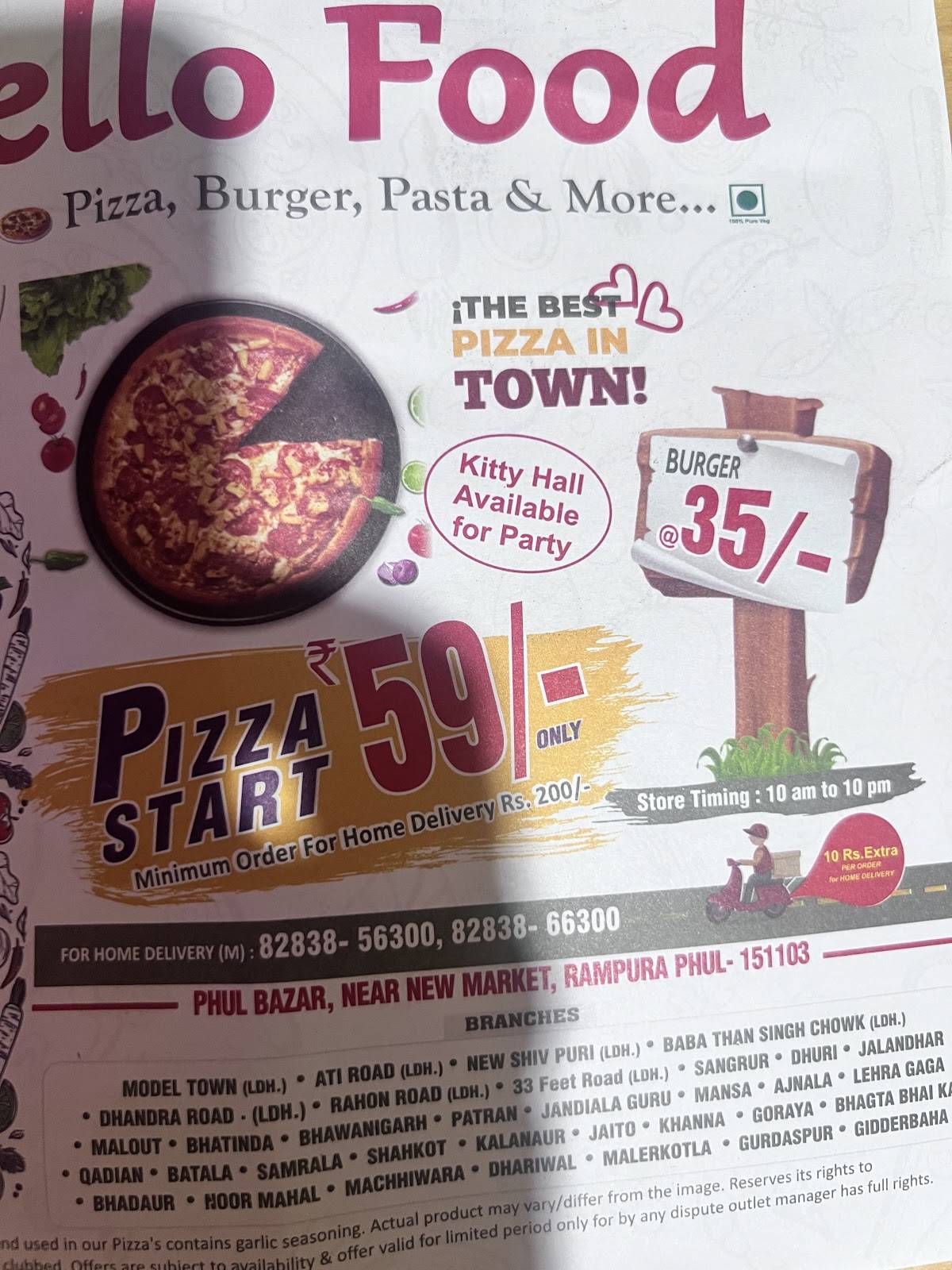 Menu at Hello Food Pizza Restaurant, Pasta Restaurant, Family ...