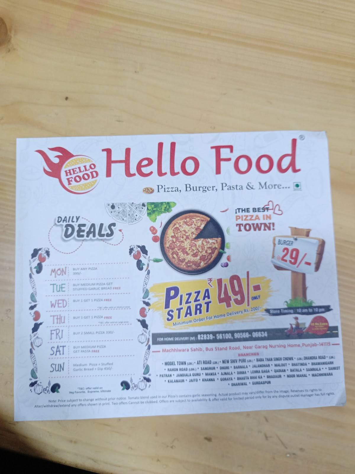 Menu at Hello food, Machhiwara