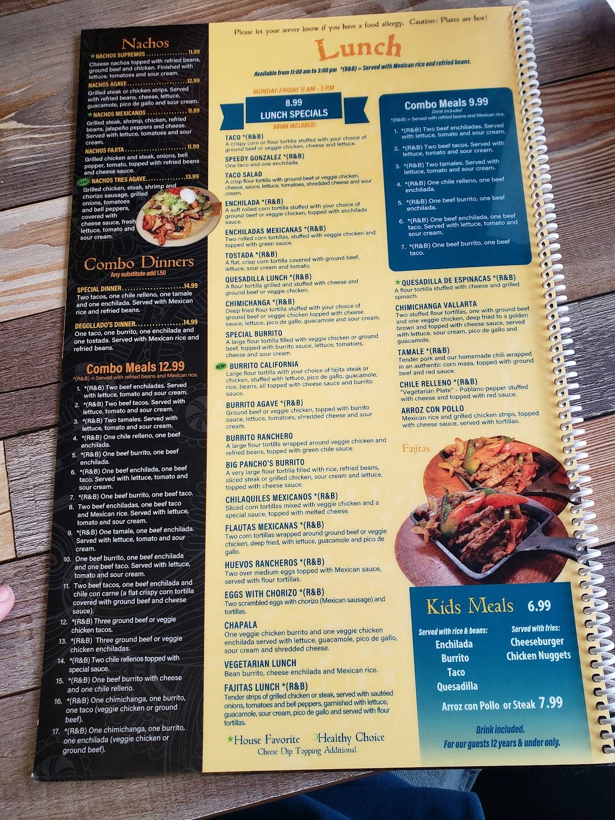 Menu at Agaves Mexican Grill restaurant, Henderson