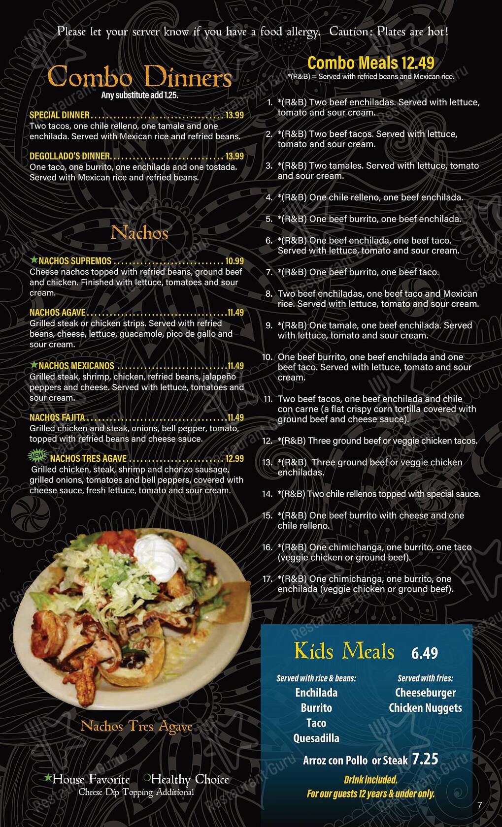 Menu at Agaves Mexican Grill restaurant, Henderson