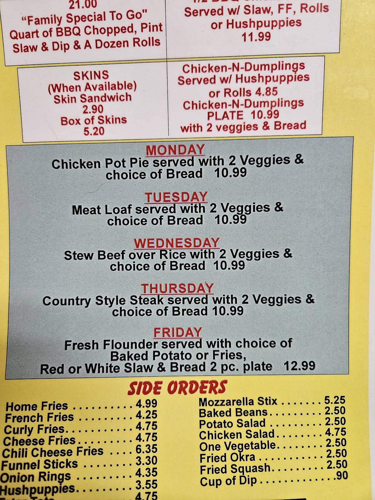 Menu at Hendrix Bar-B-Que, Salisbury, Statesville Blvd