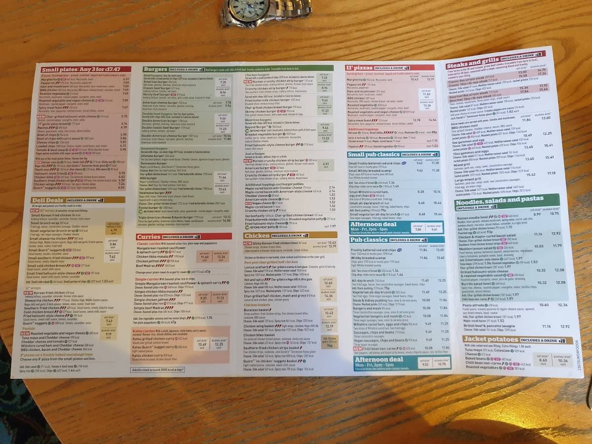 Menu at The Catherine Wheel - JD Wetherspoon pub & bar, Henley-on-Thames