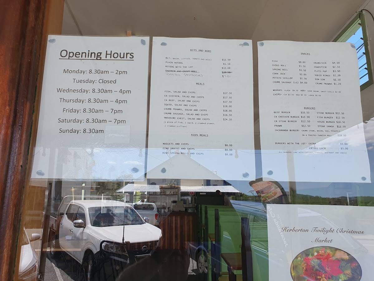Carta de Herberton jacaranda cafe, Herberton