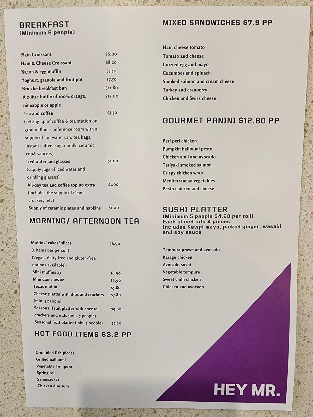 Menu at Hey Mr Dutton Park cafe, Dutton Park