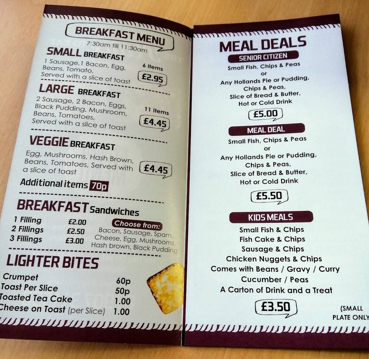Menu at Heywood Fish Bar, Heywood