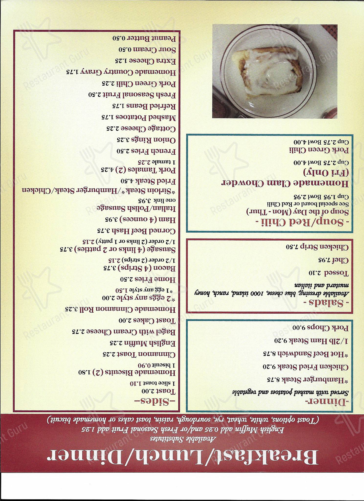 Menu at Hidden Cafe, Longmont