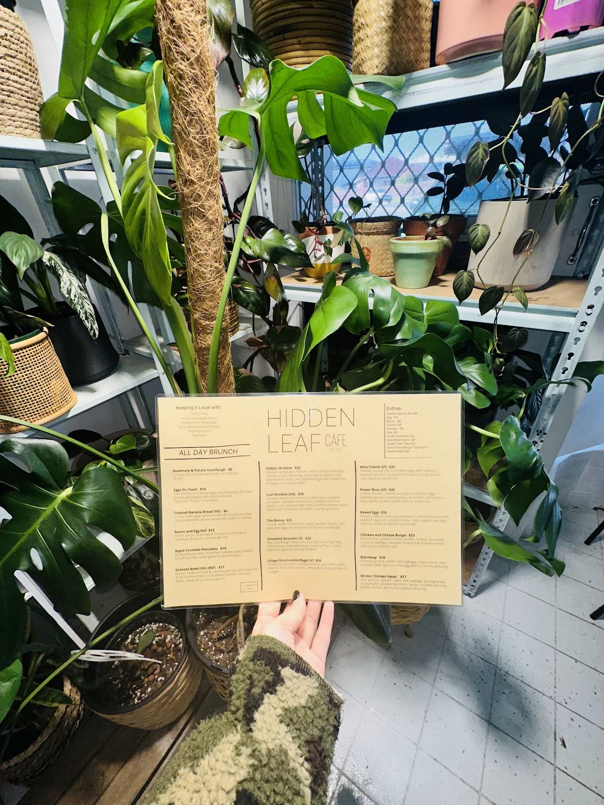 Menu at Hidden Leaf Cafe, Campbelltown