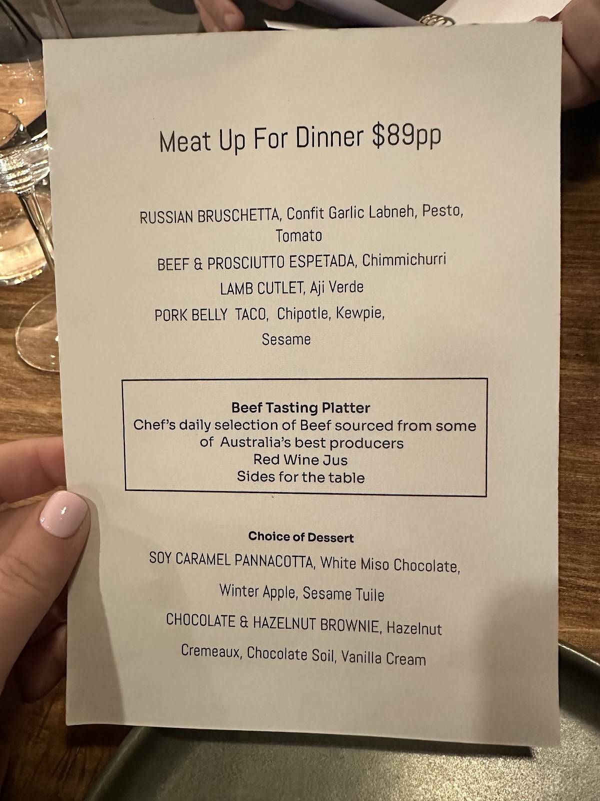 Menu at Hide Steak & Bar, Wagga Wagga